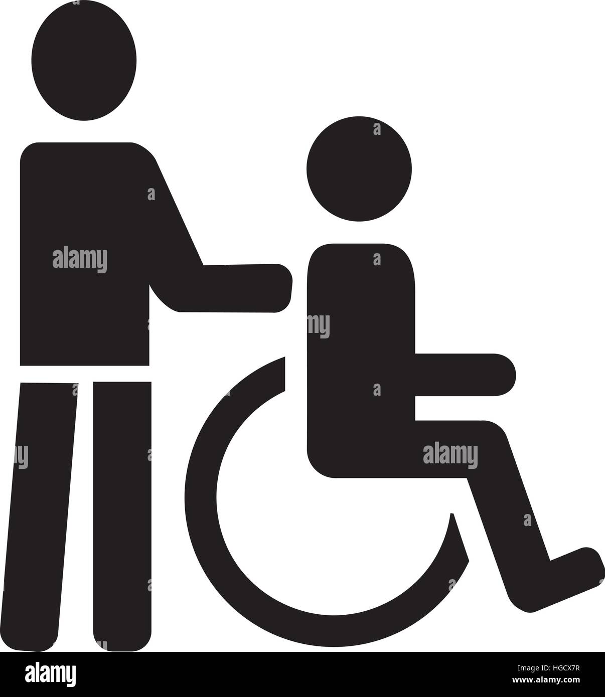 Wheelchair with caring person pictogram Stock Vector Image & Art - Alamy