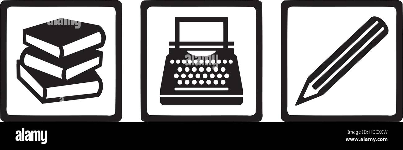 Writer author tools - book, typewriter, pen Stock Vector Image & Art ...