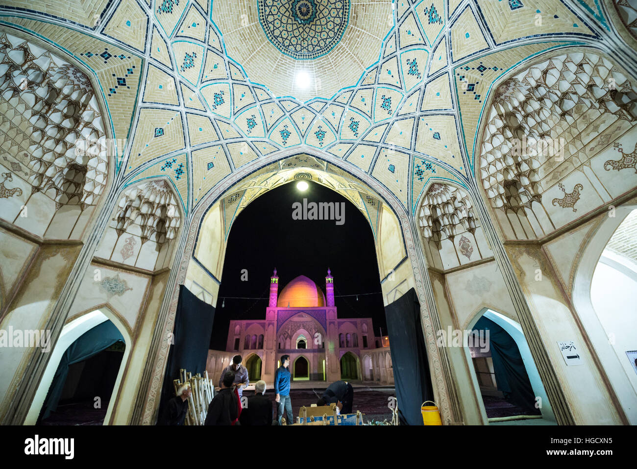 Historical shrine, Agha Bozorg mosque in Kashan city, capital of Kashan ...