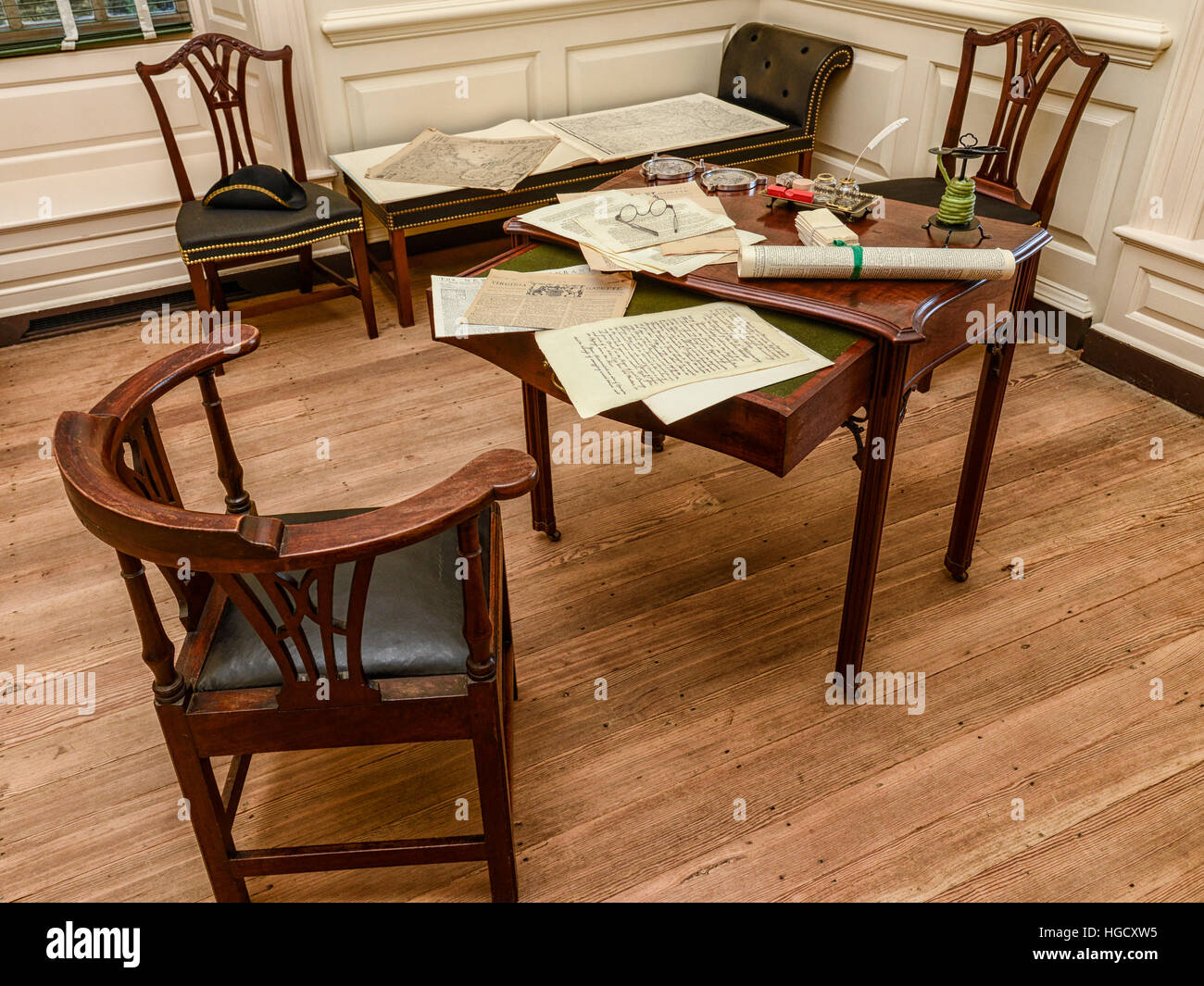 Colonial Williamsburg Governor's Palace desk and government papers ...
