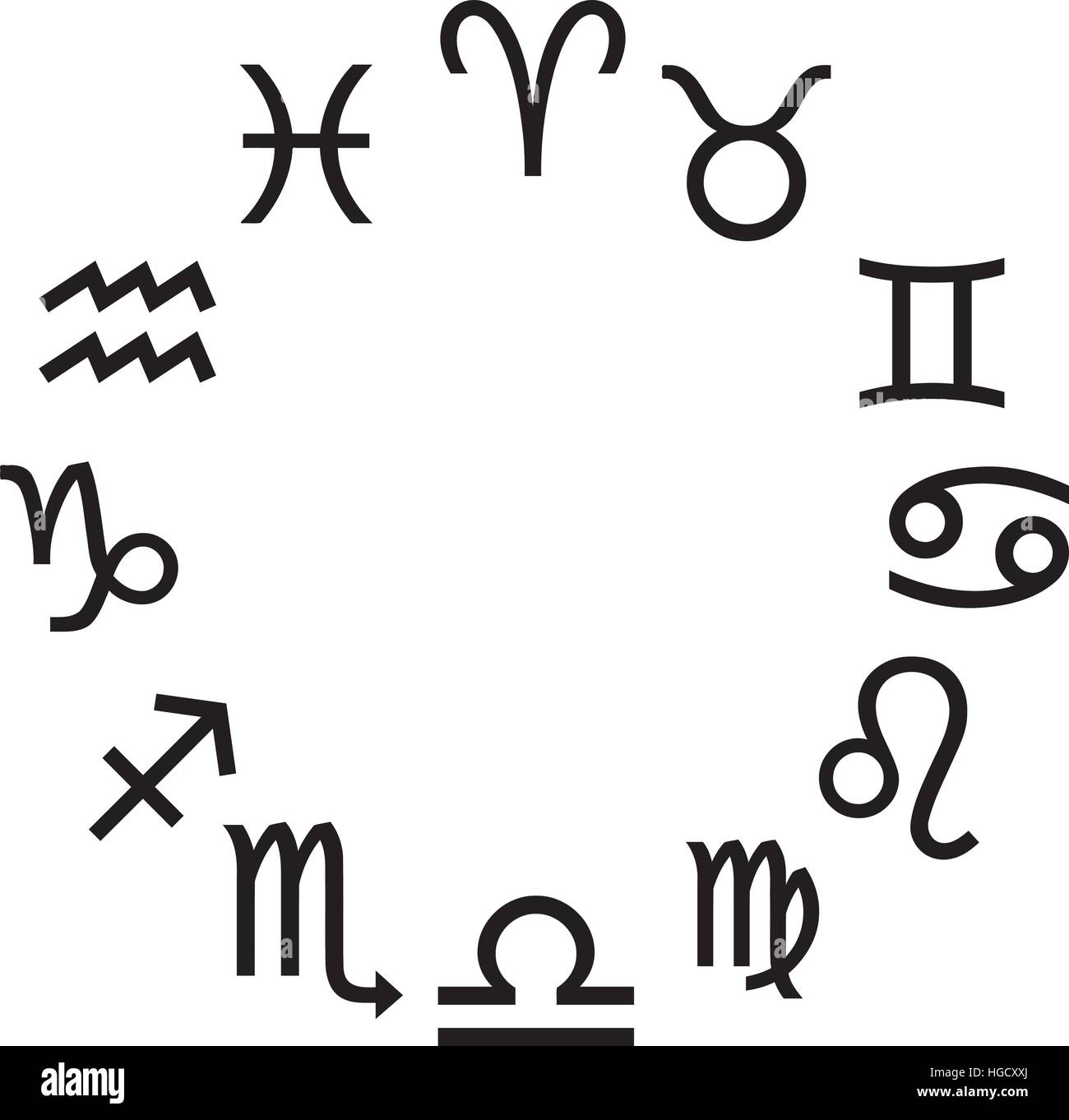 Zodiac signs in a circle Stock Vector Image & Art - Alamy
