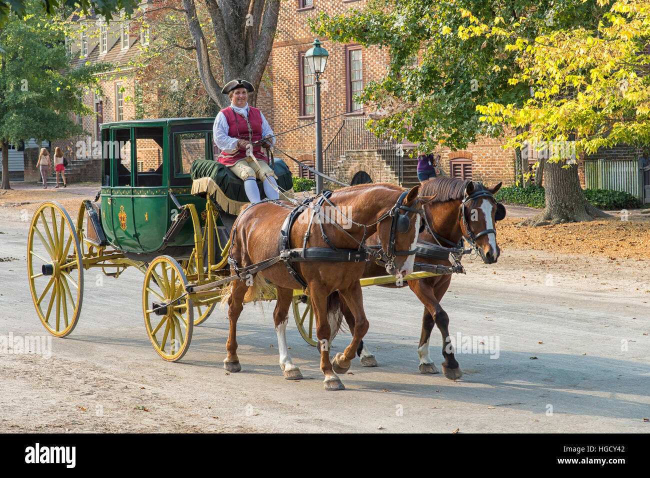 Horse-drawn carriage in Colonial Williamsburg Stock Photo - Alamy
