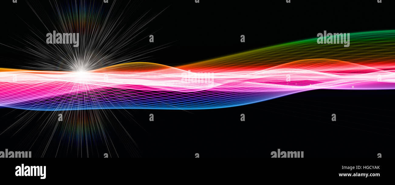 Futuristic technology panorama wave background design with lights Stock ...