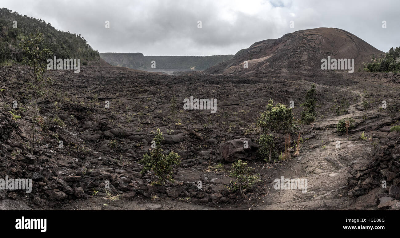 A panoramic shot from the bottom of Kilauea crater. The volcano created ...