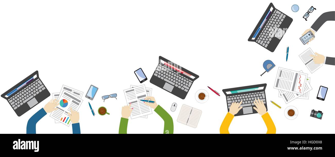 Teamwork for office desk - vektor flat style Stock Vector Image & Art ...