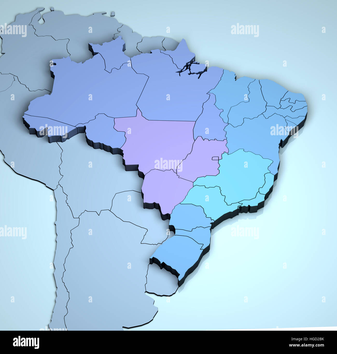 Brazil 3D shape image geographical location Stock Photo - Alamy