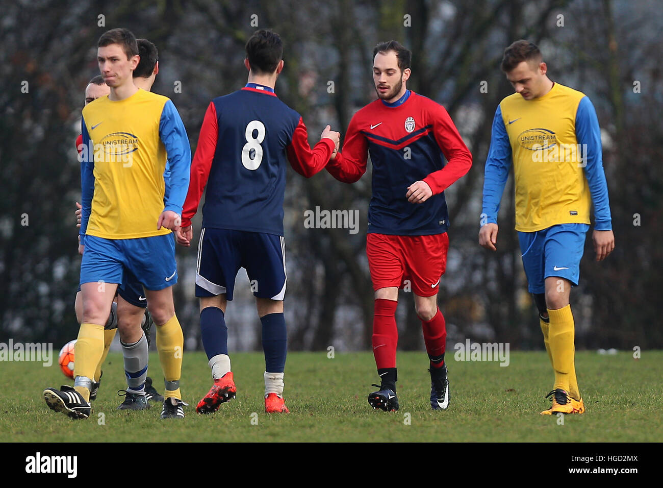 Shakespeare celebrate their first goal during FC Niva (yellow) vs ...