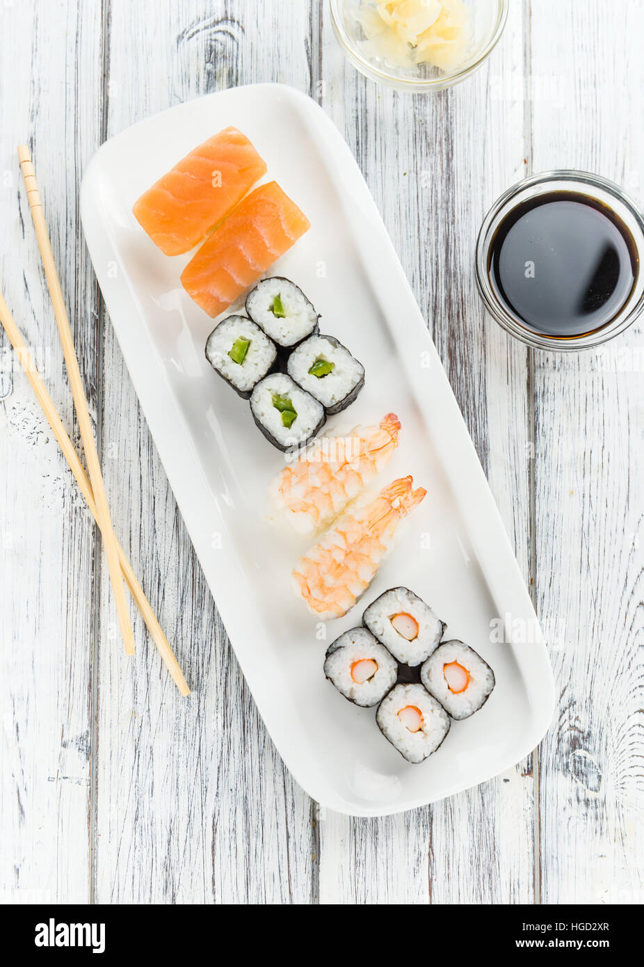 Portion of fresh made Sushi (detailed close-up shot; selective focus ...