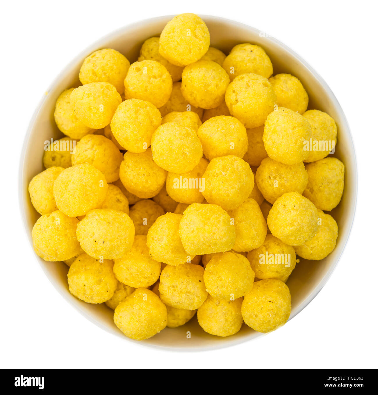 Cheese Balls isolated on white background (selective focus; close-up ...