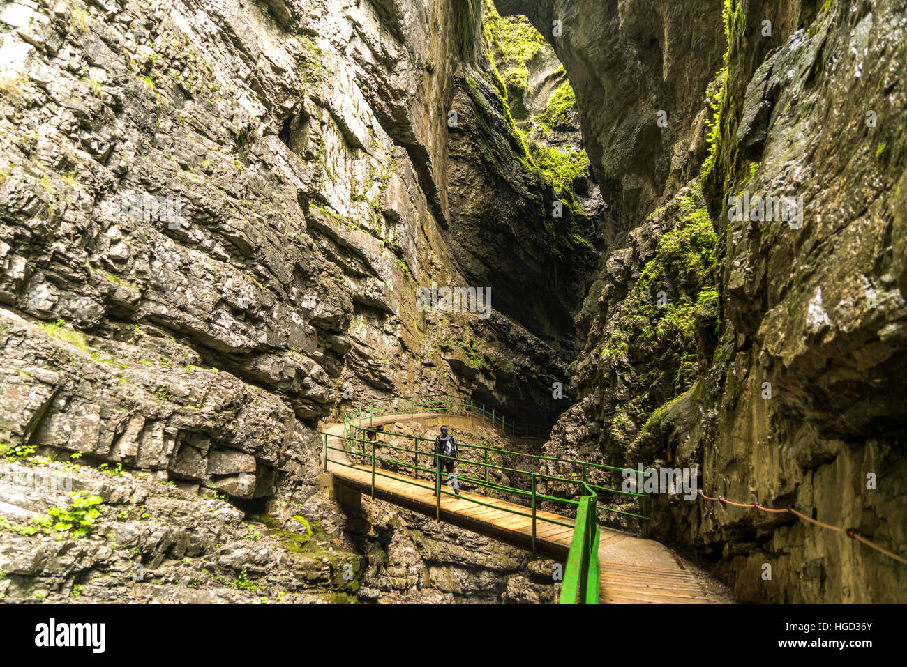 hiking path through the gorge Breitachklamm, Kleinwalsertal near ...