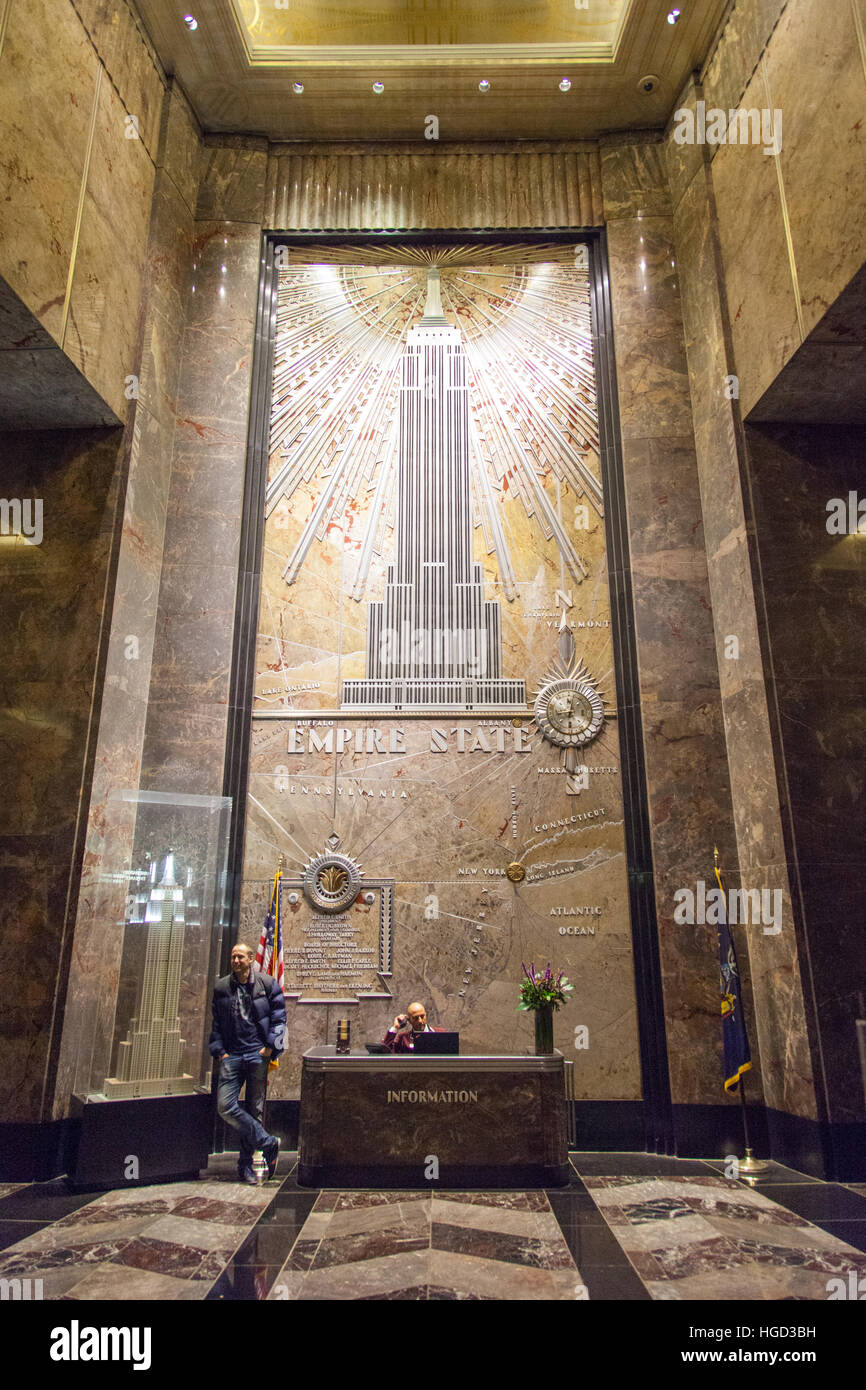 Empire State building mural in the foyer, Manhattan, New York City ...
