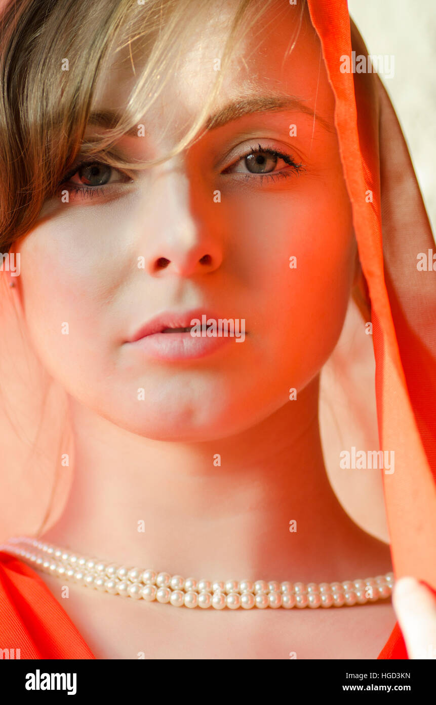 Beautiful young woman staring Stock Photo - Alamy