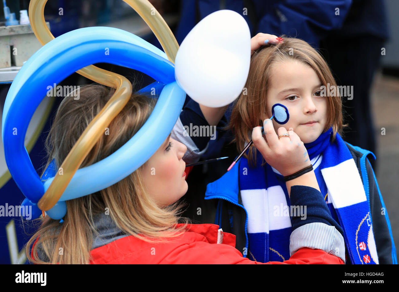 A Chelsea fan has her face painted during the Emirates FA Cup, Third ...
