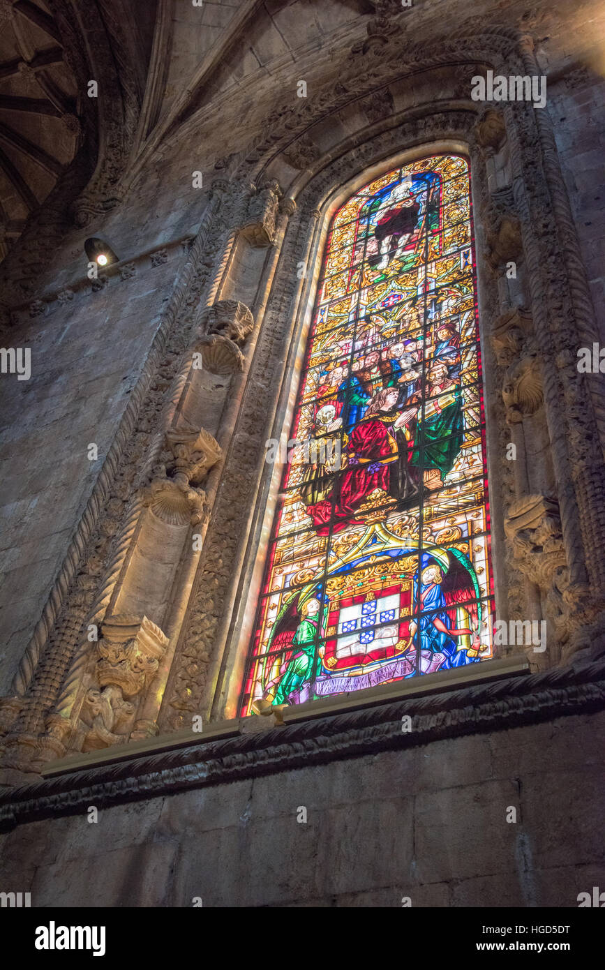 Stained glass windows jeronimos monastery hi-res stock photography and ...