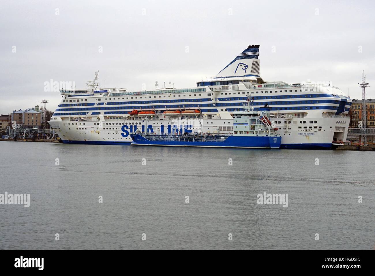 A Silja Lines cruise ship in the port of Helsinki operated by the ...