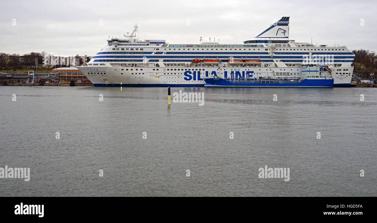 A Silja Lines cruise ship in the port of Helsinki operated by the ...