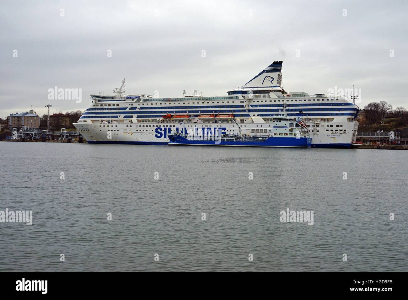 A Silja Lines cruise ship in the port of Helsinki operated by the ...
