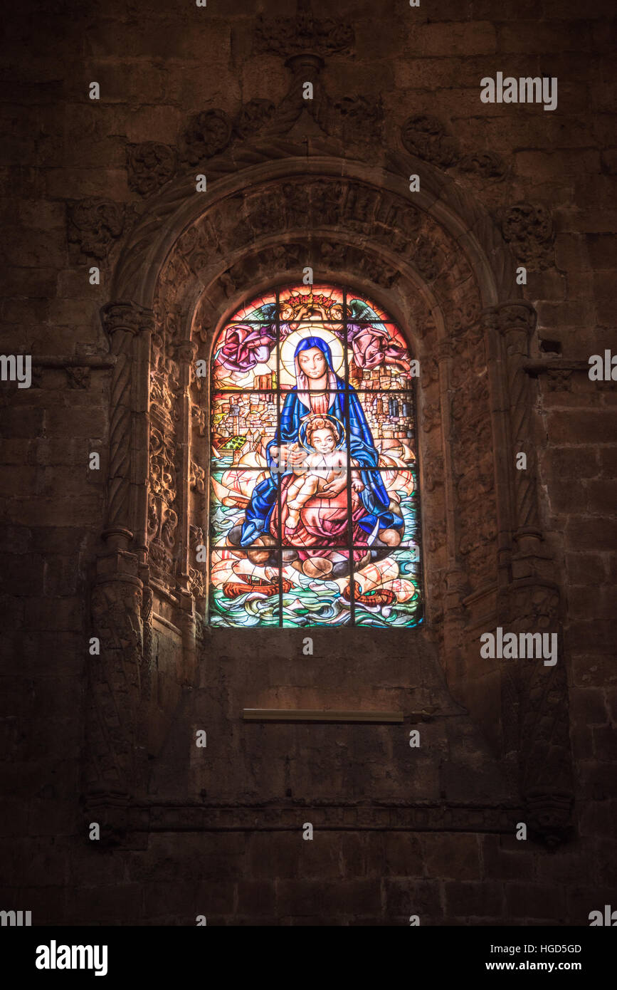Stained Glass Window at Igreja Santa Maria, Belem, Lisbon, Portugal ...