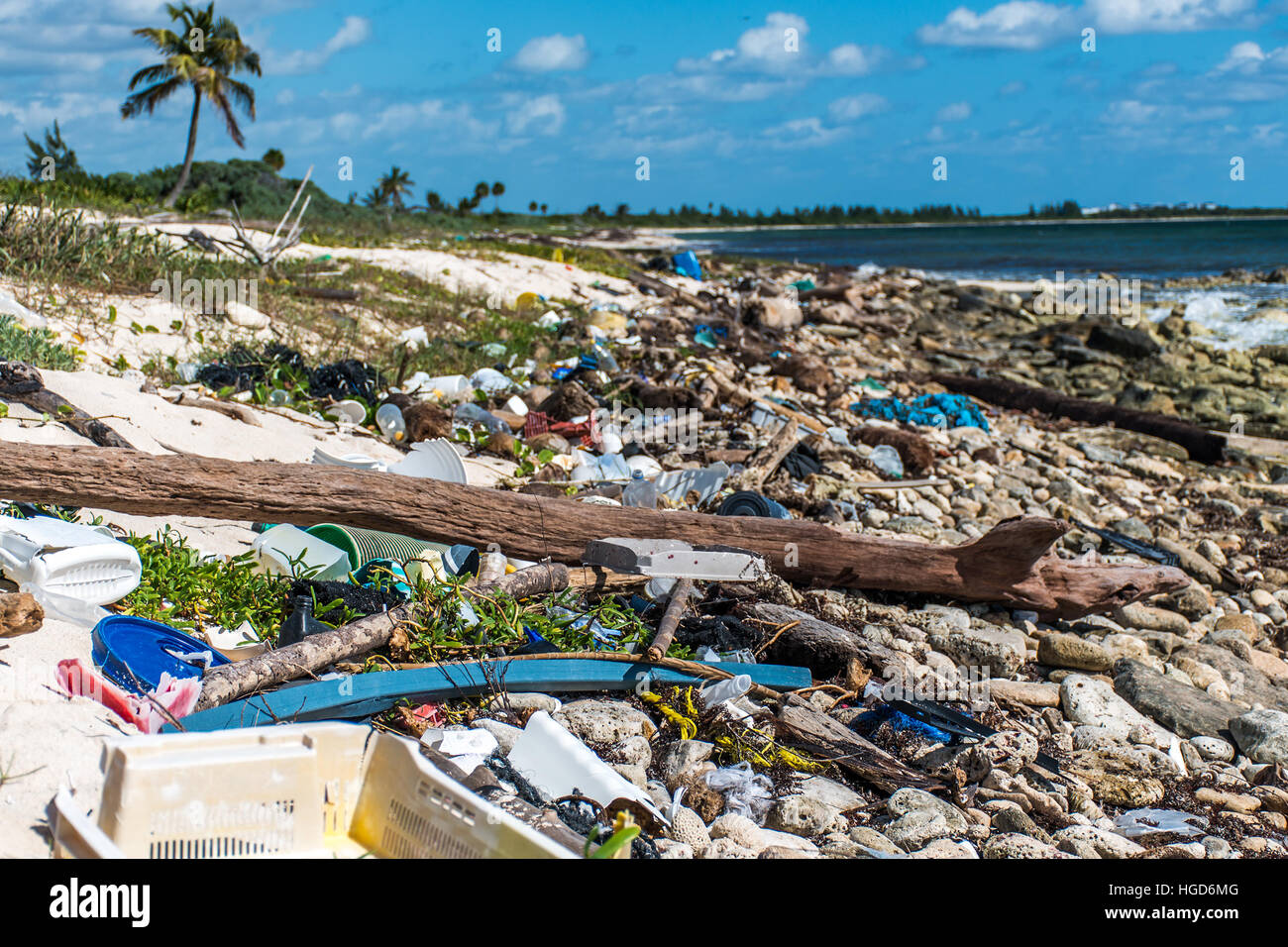 Mexico Coastline ocean Pollution Problem with plastic litter 4 Stock ...