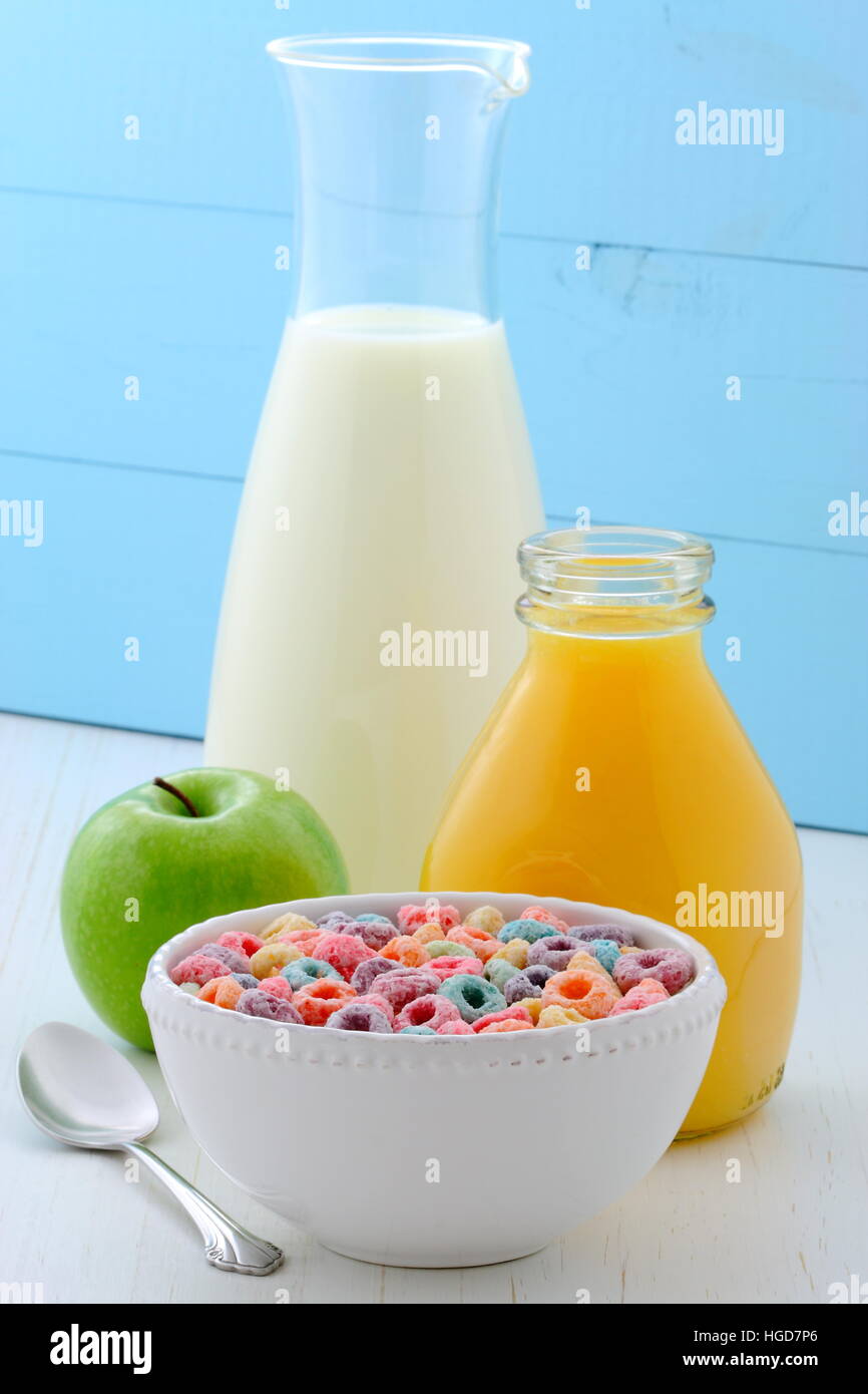 delicious and nutritious, cereal loops, with healthy organic milk Stock ...
