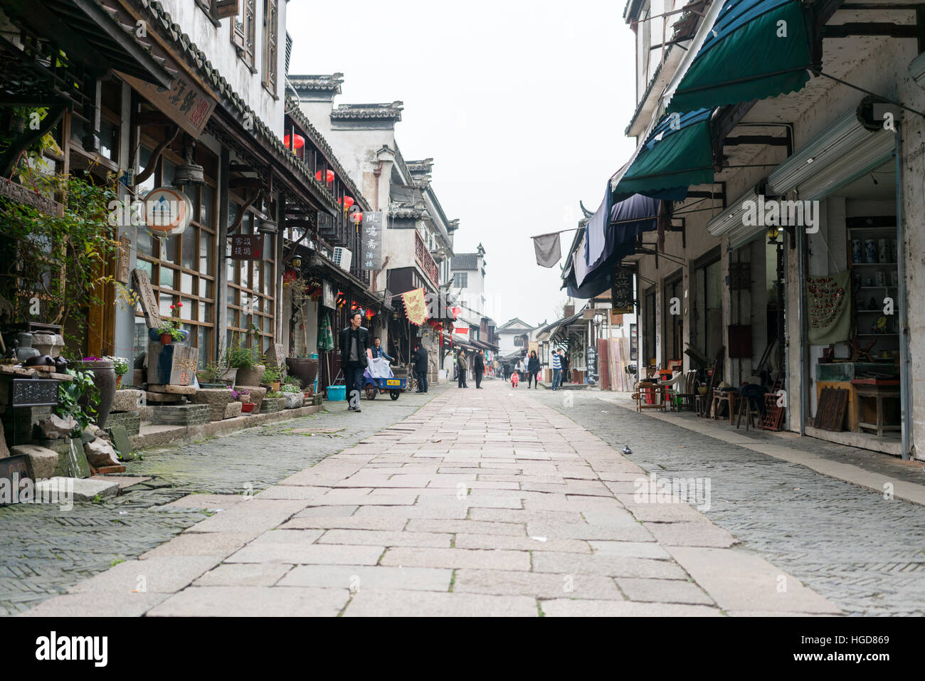 street in traditional chinese town Stock Photo - Alamy