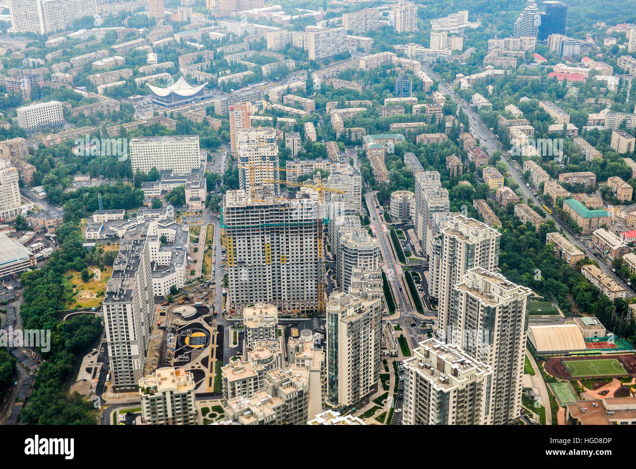 Aerial view of the capital of Ukraine during on a cloudy day Stock ...