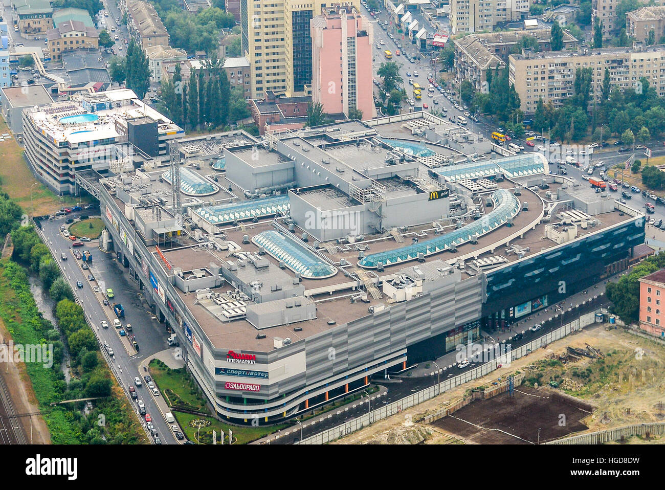 Aerial view of the capital of Ukraine during on a cloudy day Stock ...