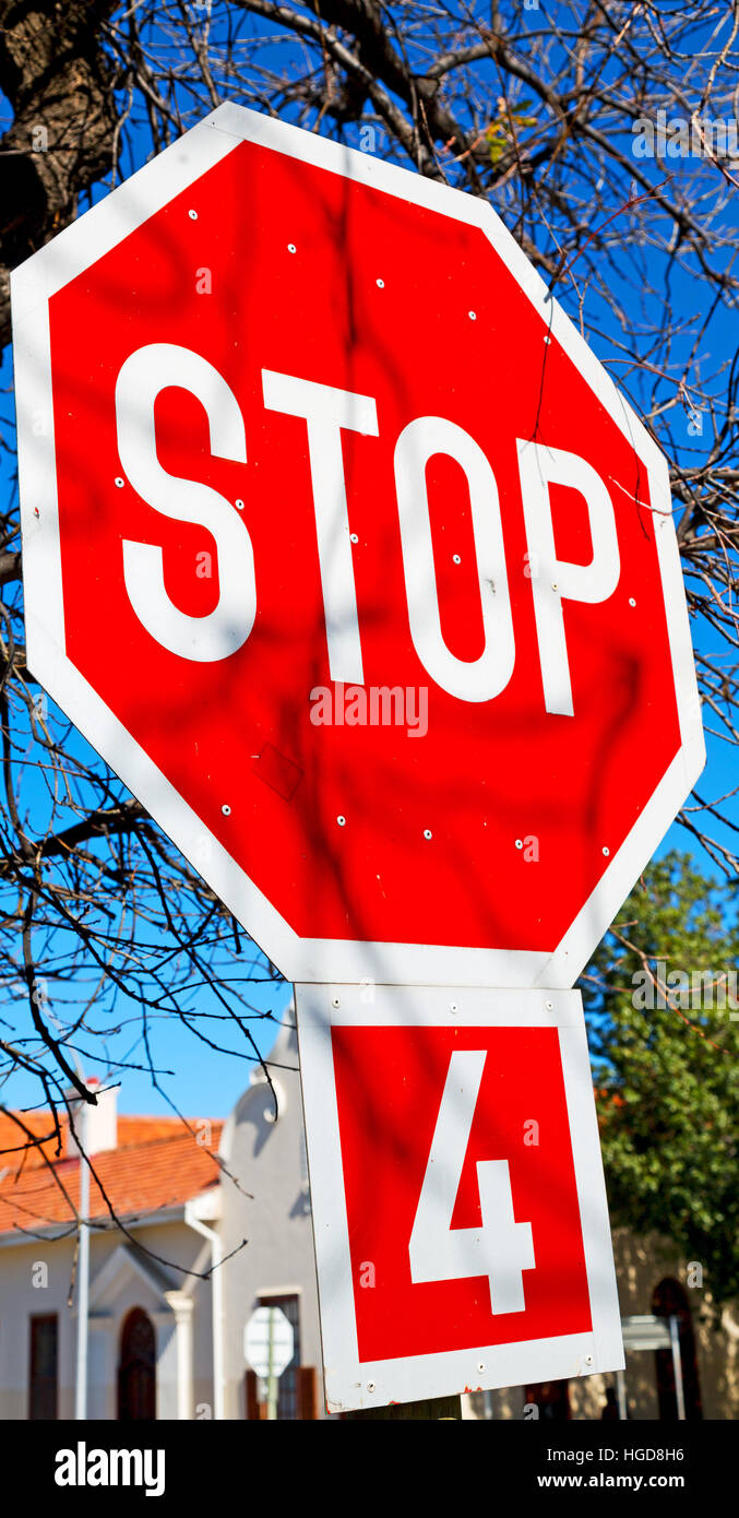 the stop signal write in south africa and sky Stock Photo - Alamy