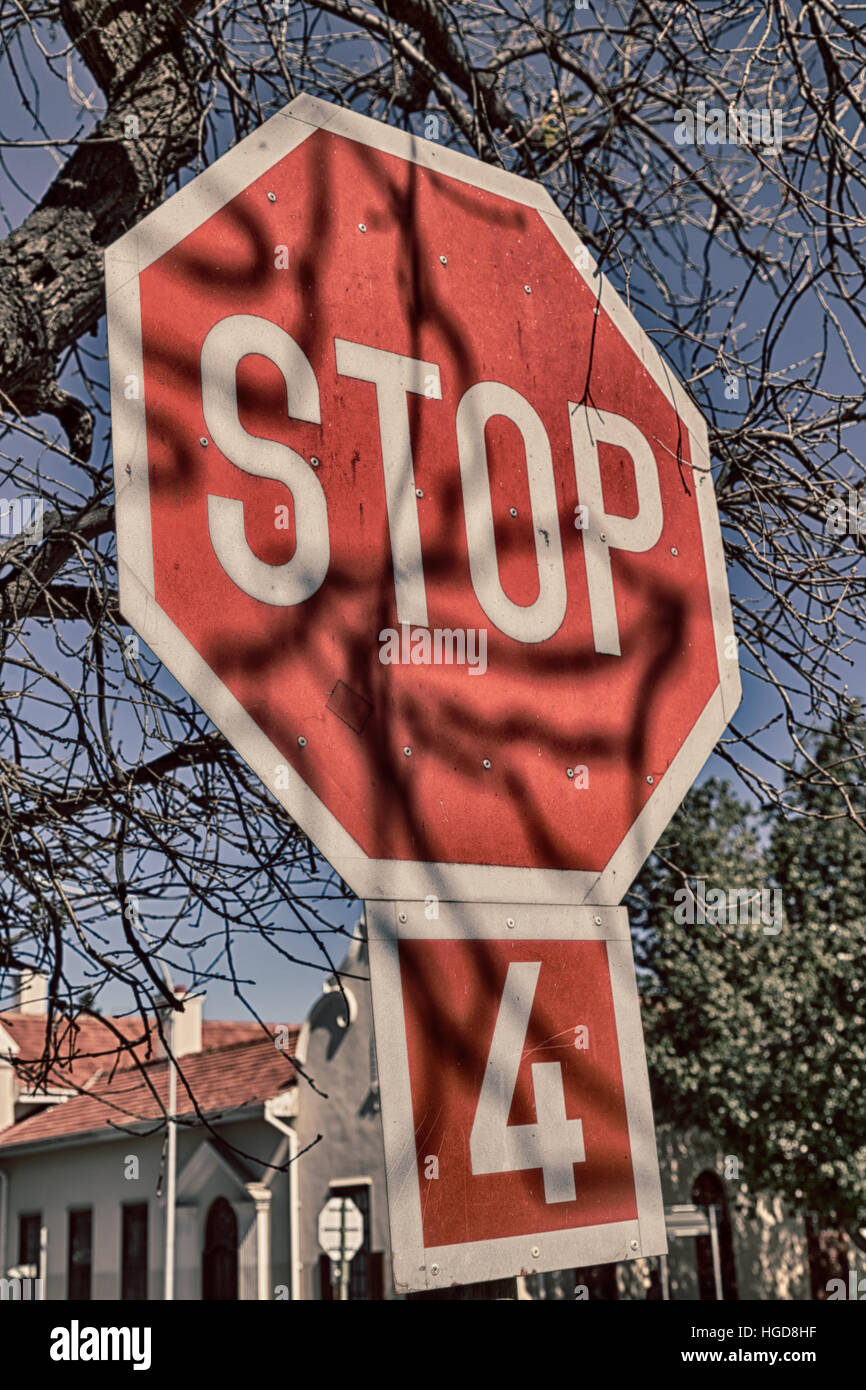 the stop signal write in south africa and sky Stock Photo - Alamy