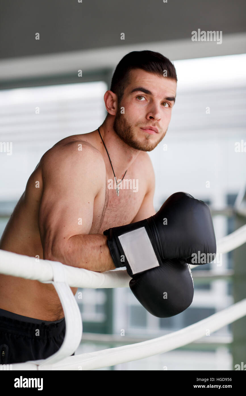 Beautiful athlete in boxing ring Stock Photo - Alamy