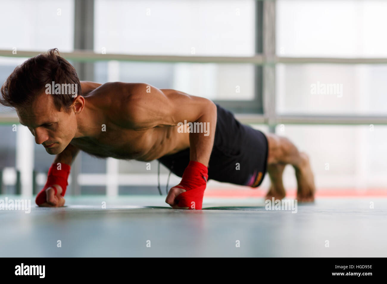 Athlete train with boxing bandages Stock Photo - Alamy