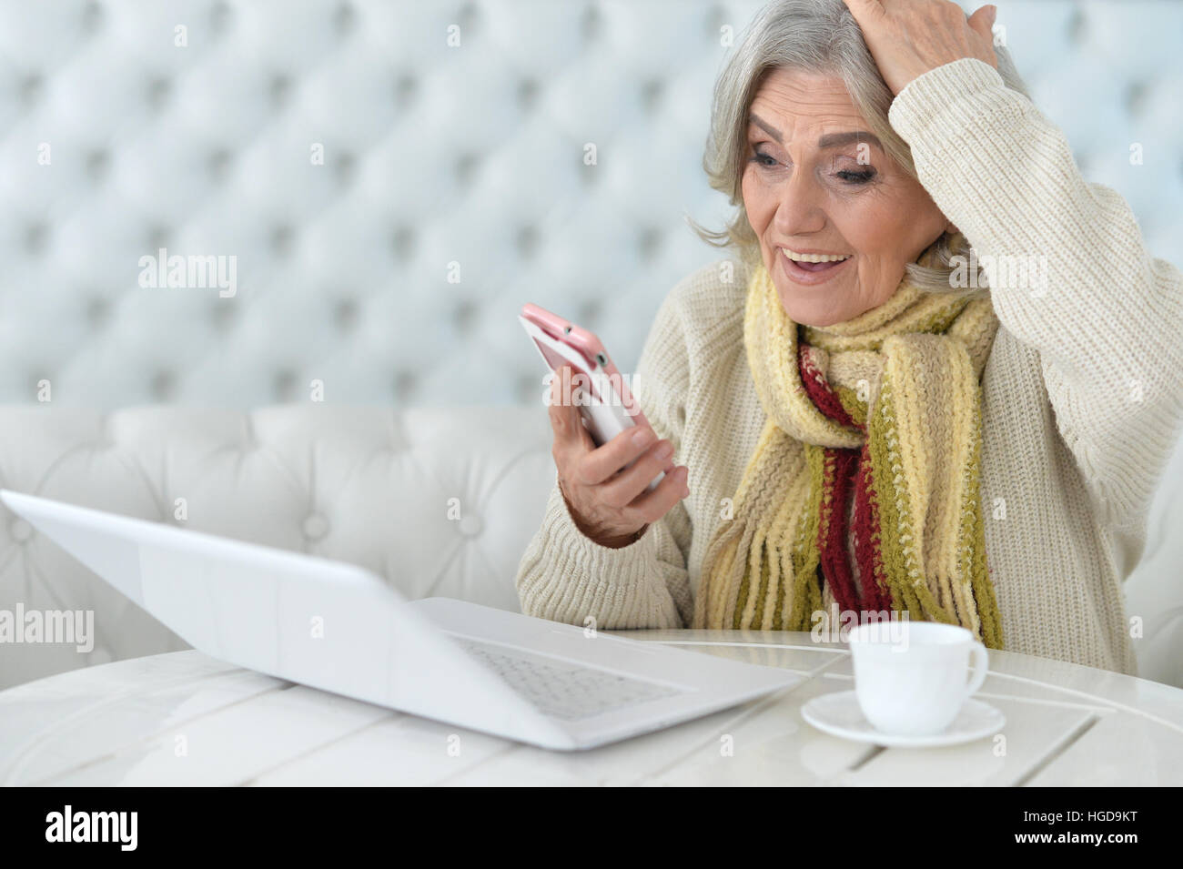 senior woman using computer Stock Photo - Alamy