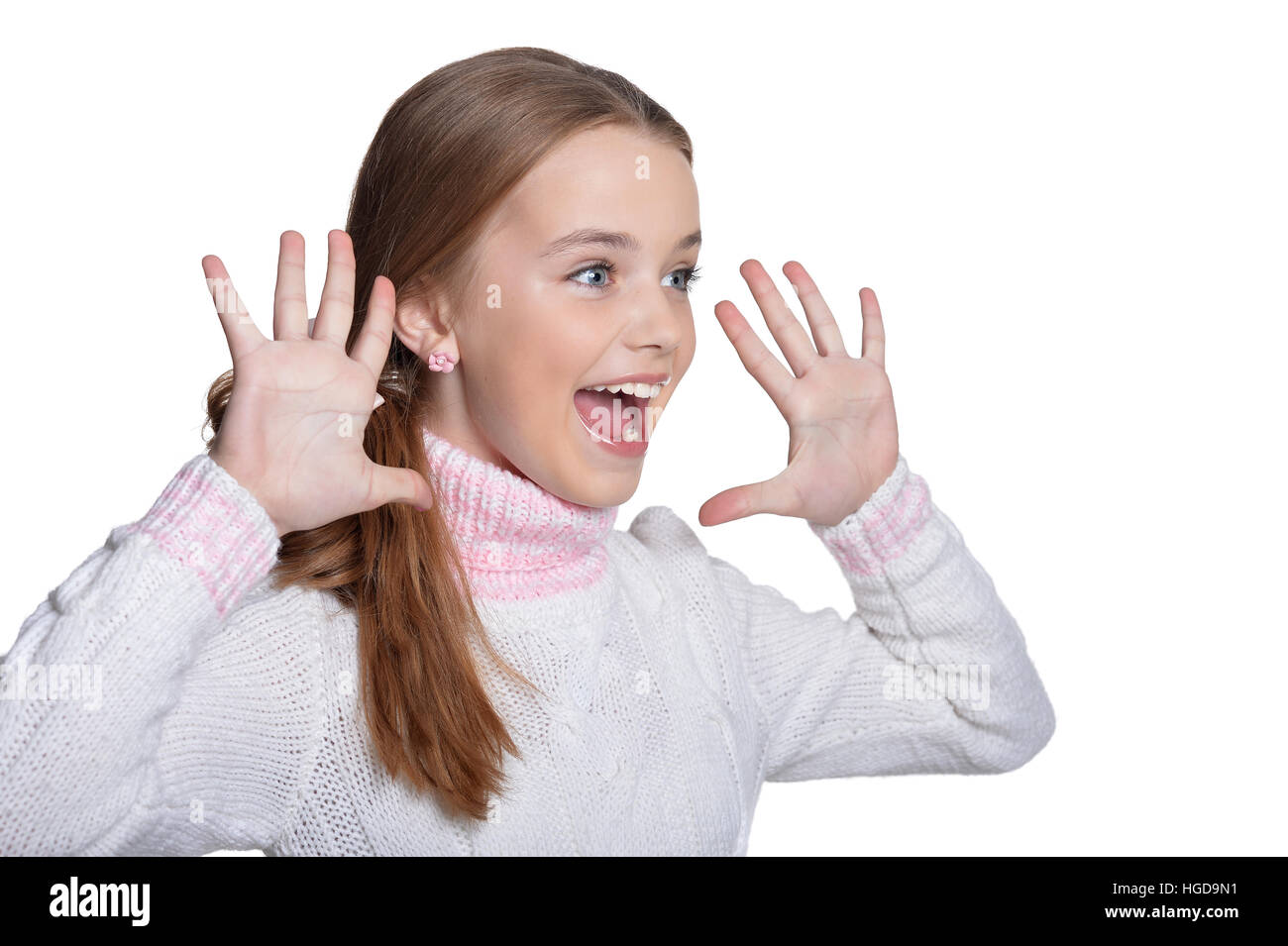 Exited little girl Stock Photo - Alamy