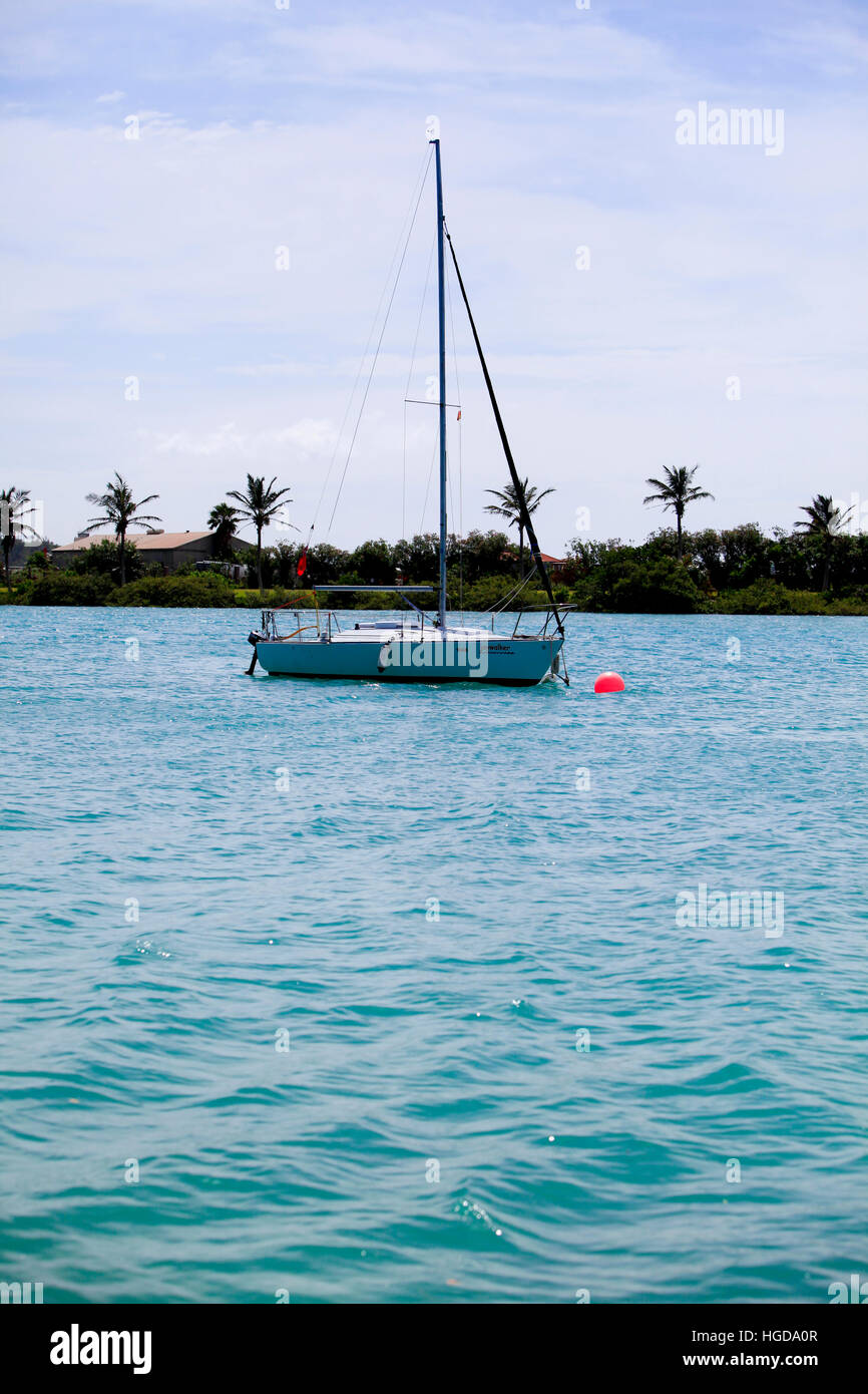 Anchored sailboat in Bermuda Stock Photo - Alamy
