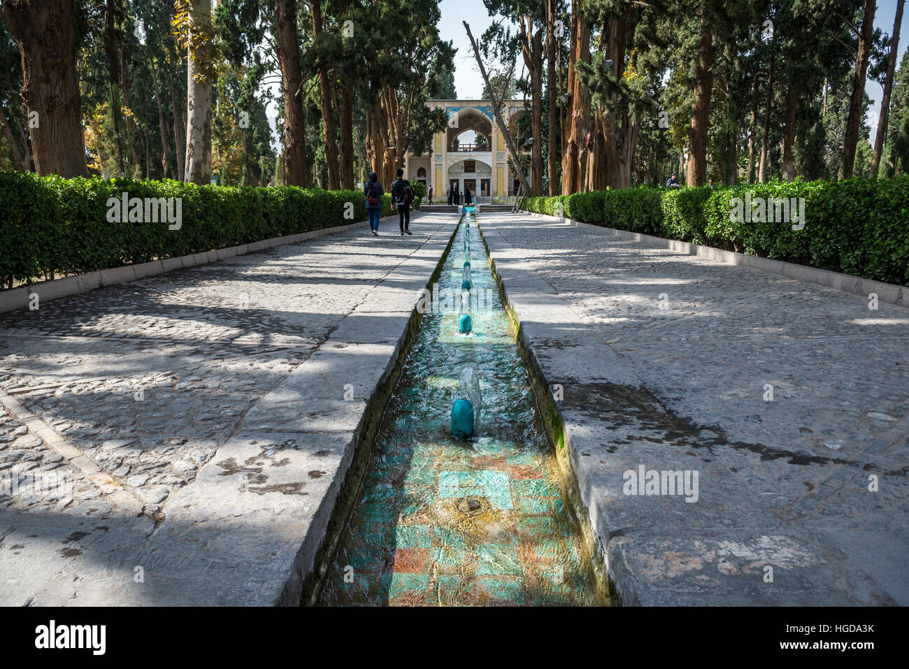 Water channel and main pavilion in oldest extant Persian garden in Iran ...
