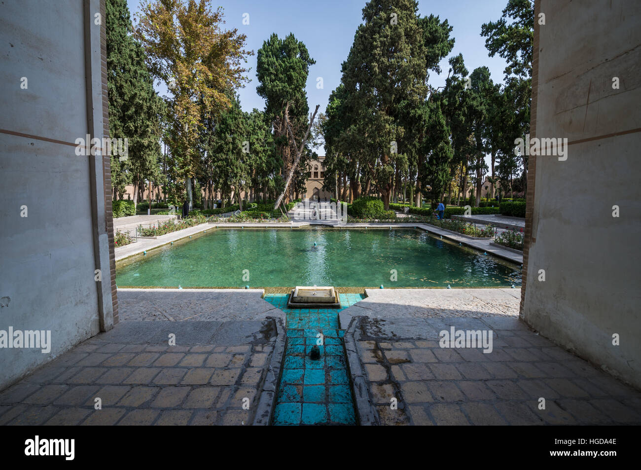 Pool in oldest extant Persian garden in Iran called Fin Garden (Bagh-e ...