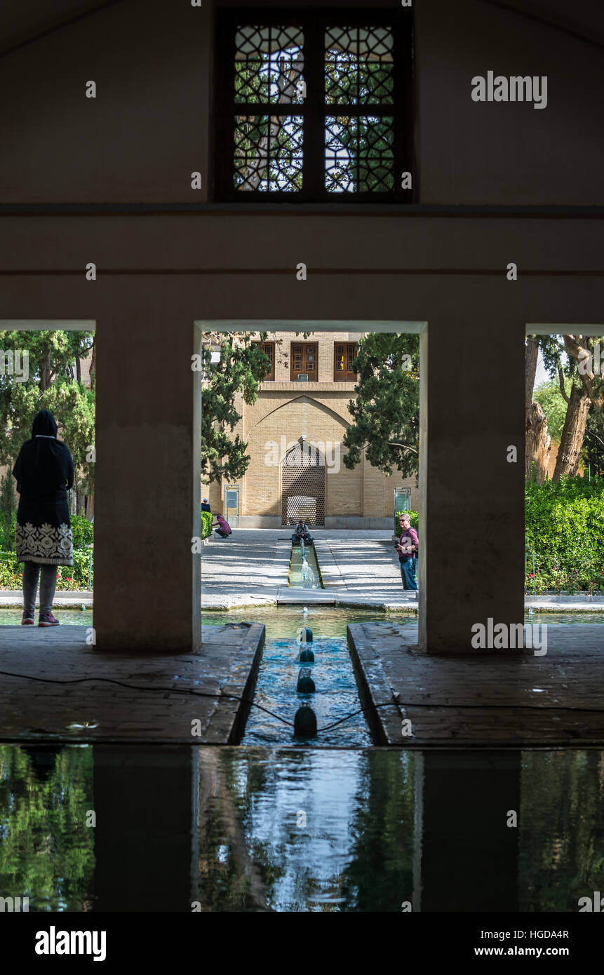 Pool of main pavilion in oldest extant Persian garden in Iran called ...