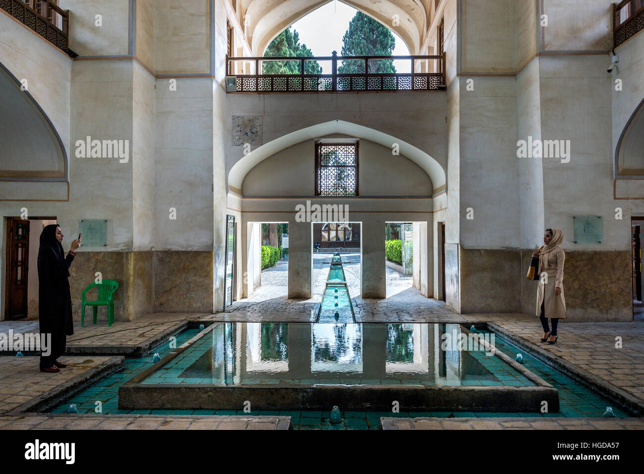 Iranian tourists in main pavilion of oldest extant Persian garden in ...