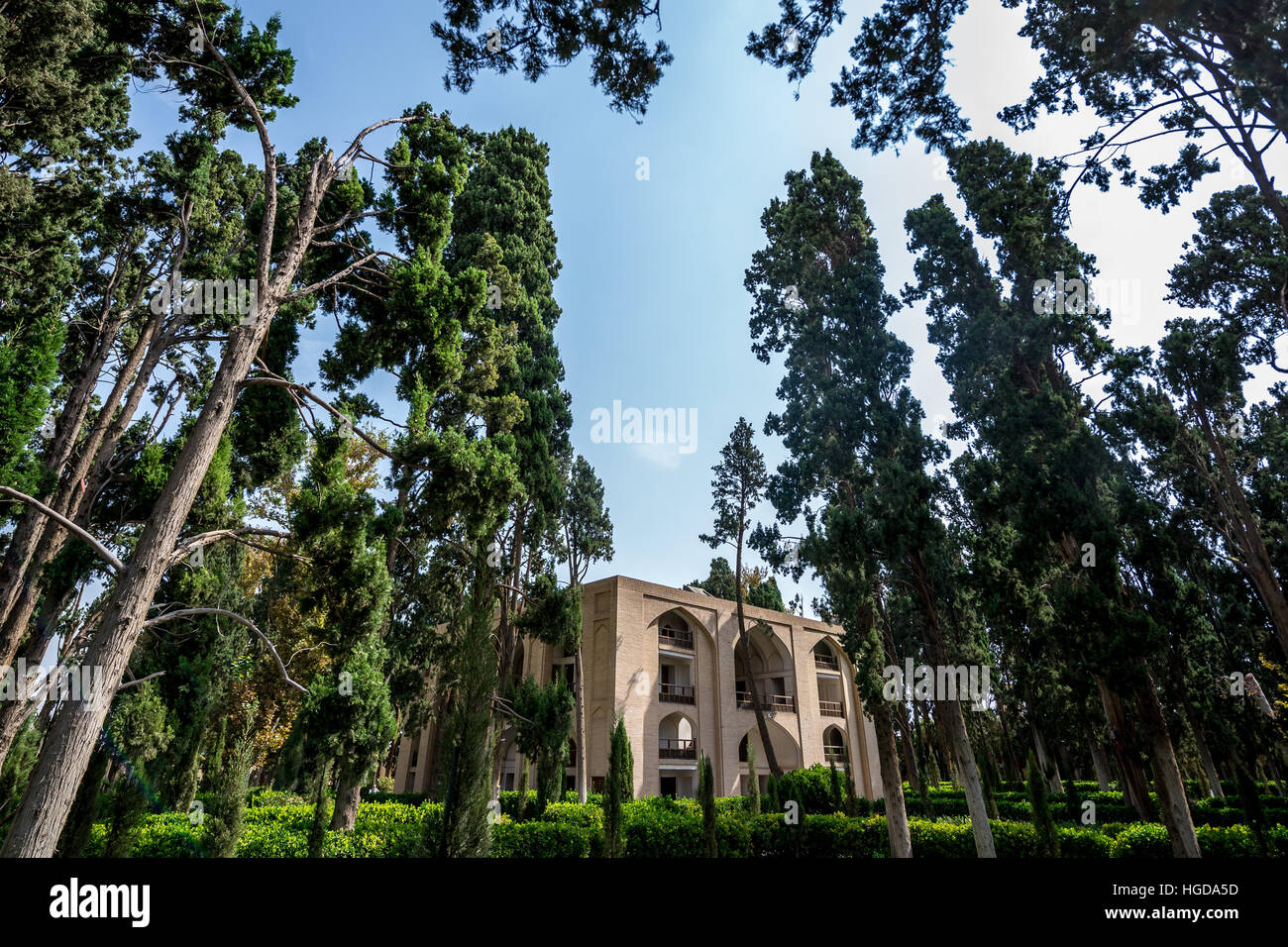Cypress trees and central pavilion in Oldest extant Persian garden in ...