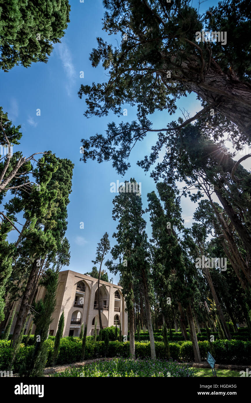 Cypress trees and central pavilion in Oldest extant Persian garden in ...
