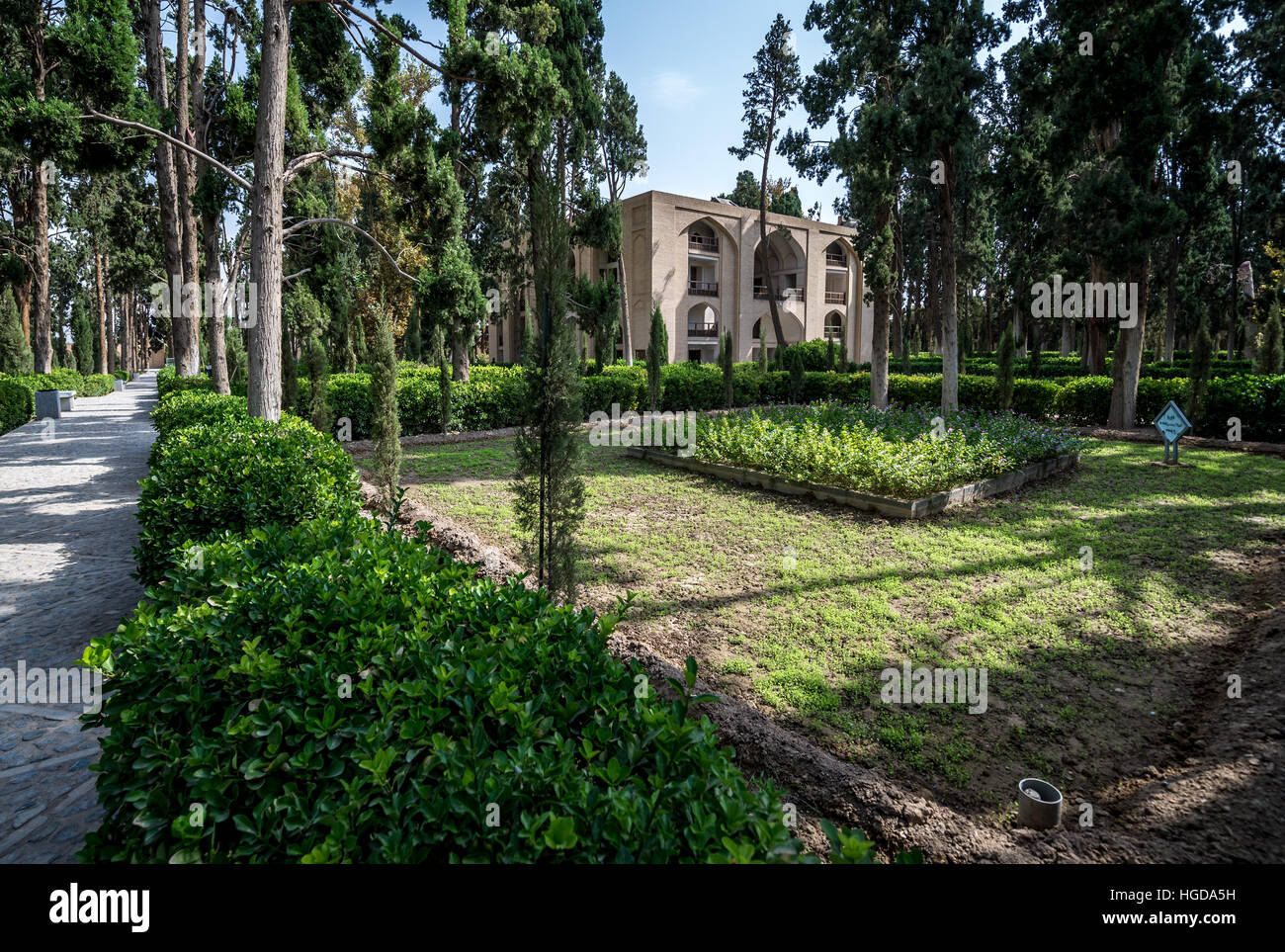 Cypress trees and central pavilion in Oldest extant Persian garden in ...
