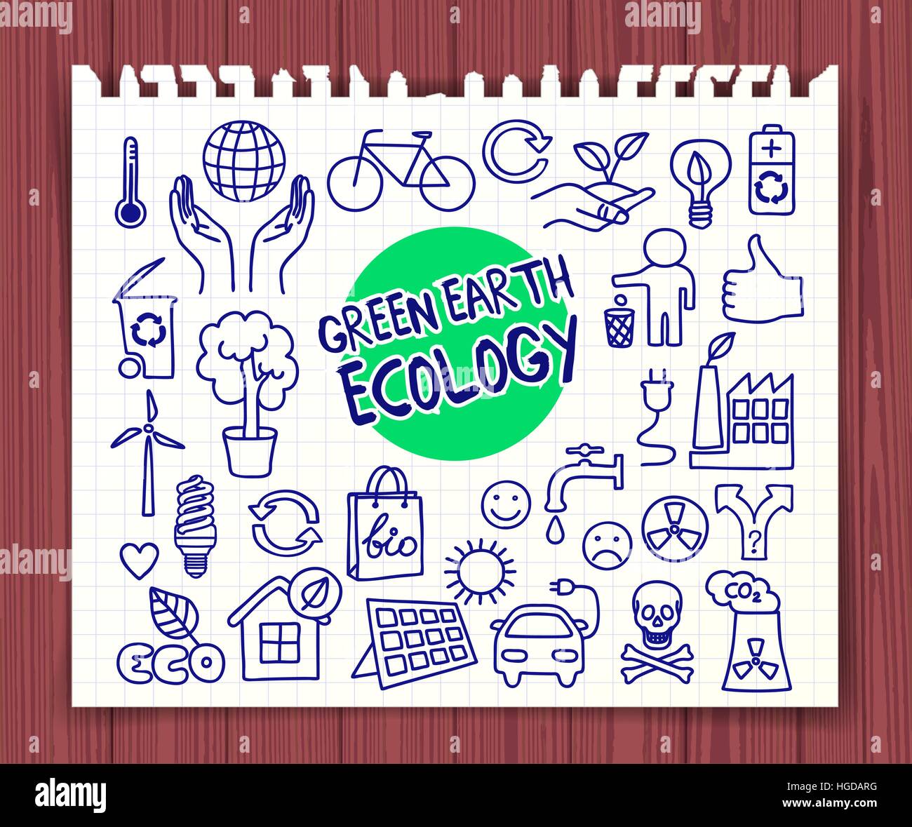 Green Earth Ecology doodle set. Hand drawn graphic elements hands ...
