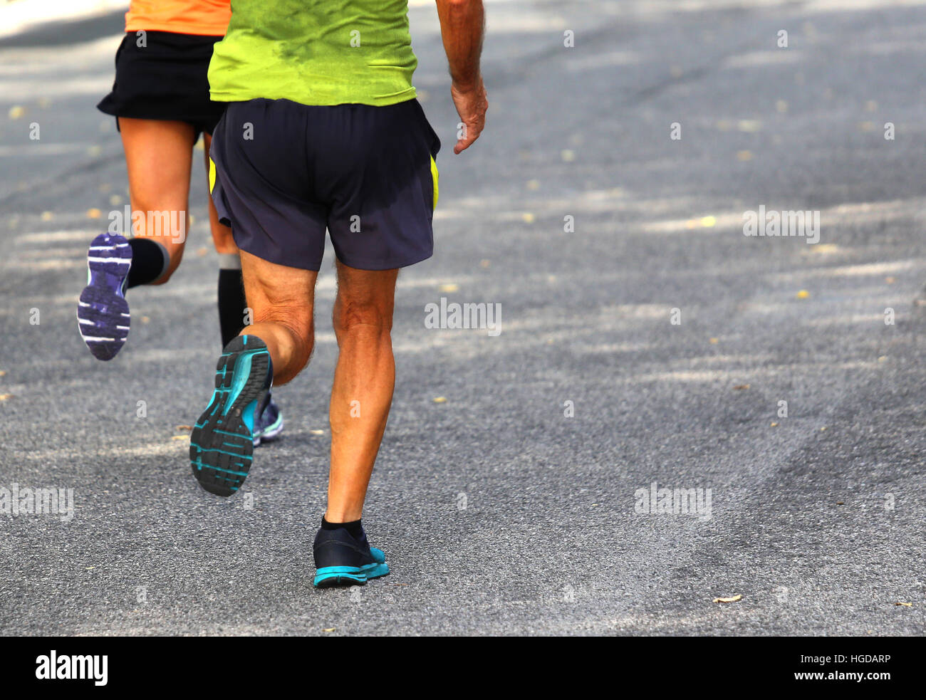 two runners from behind run during the international sporting event on ...
