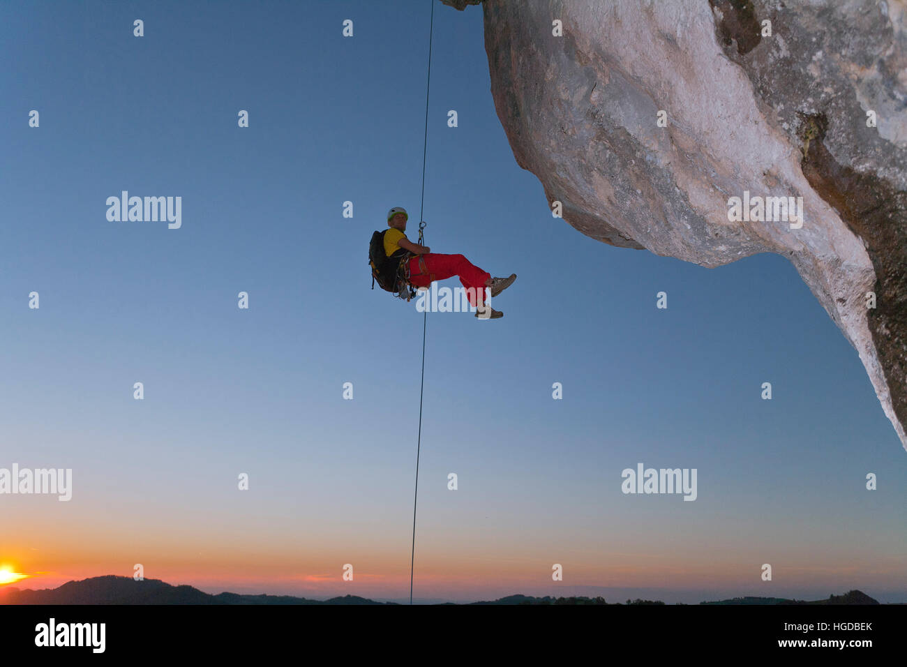man rappeling in the Austrian alps Stock Photo - Alamy