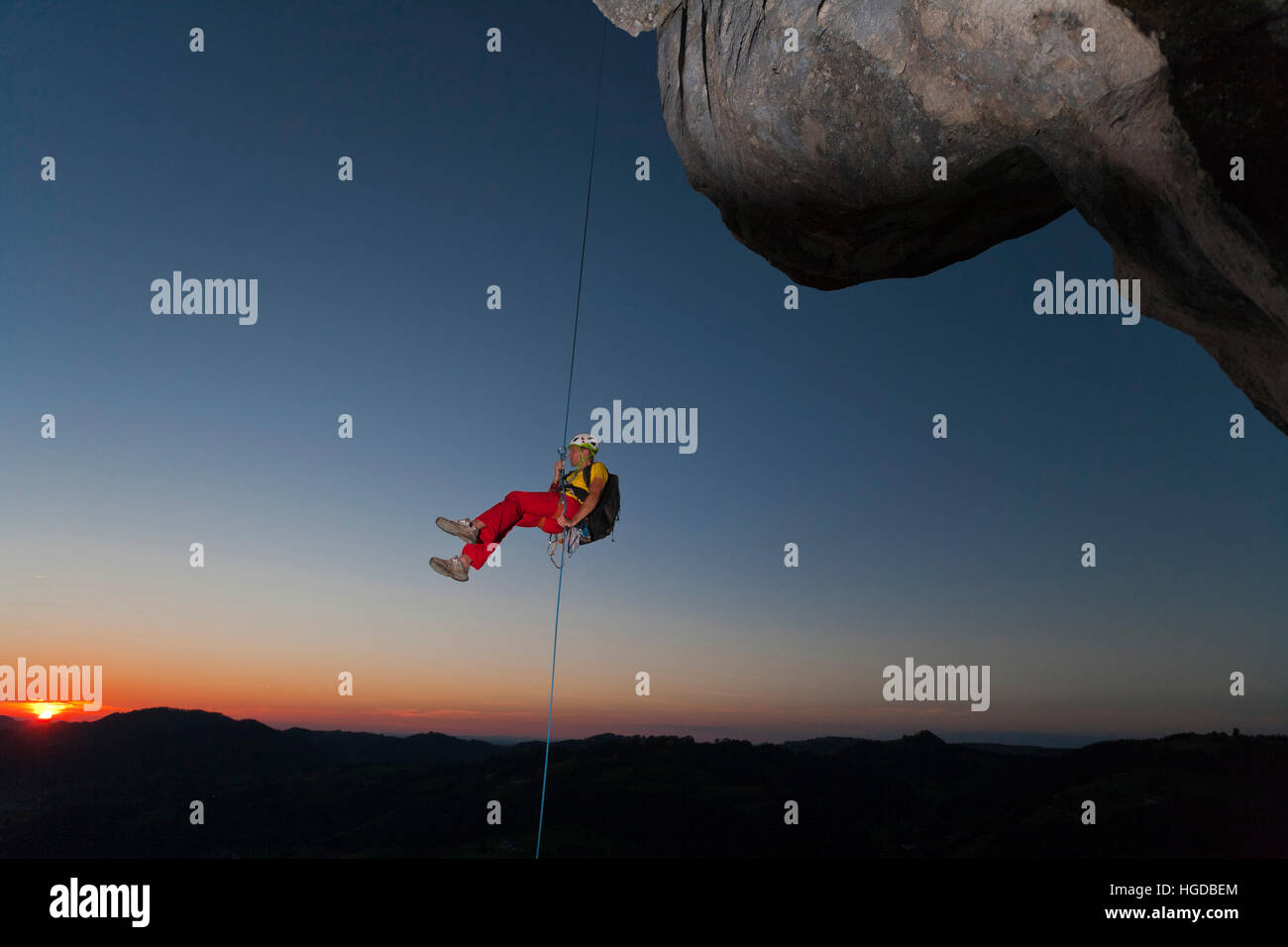 man rappeling in the Austrian alps Stock Photo - Alamy