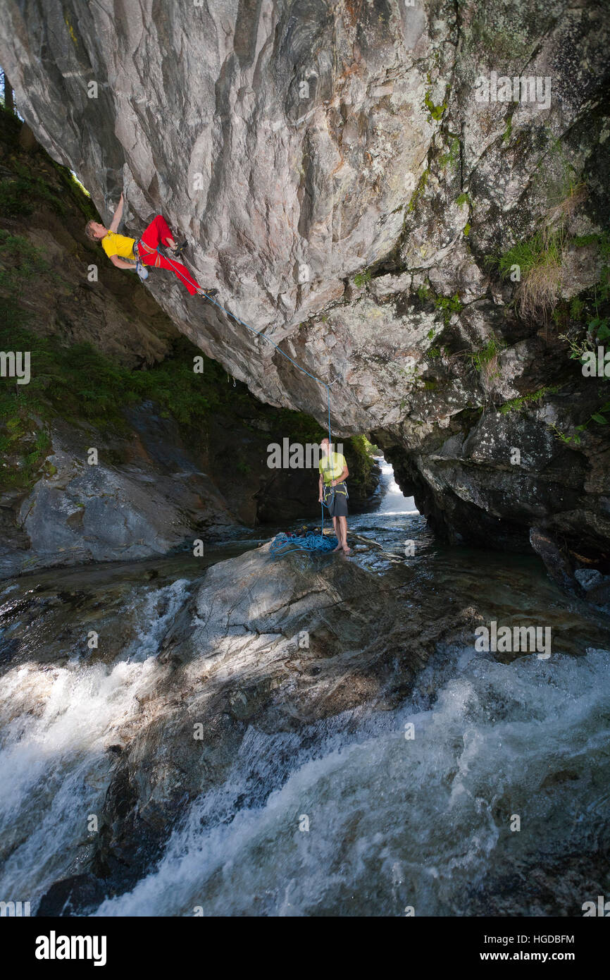 river climbing in a Austrian brook Stock Photo - Alamy