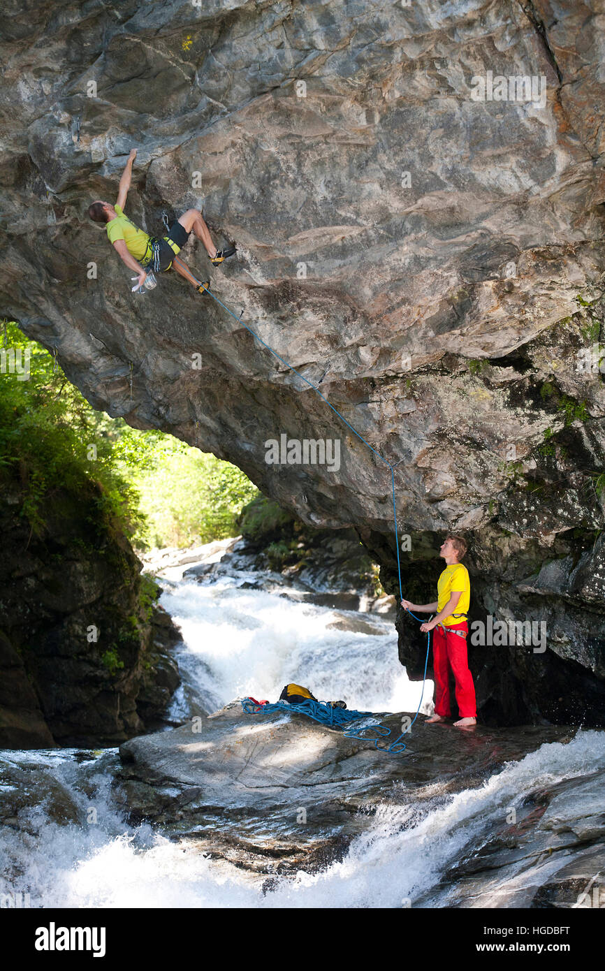 river climbing in a Austrian brook Stock Photo - Alamy