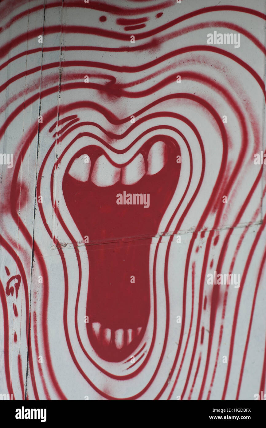 sprayed mural showing a cry Stock Photo - Alamy