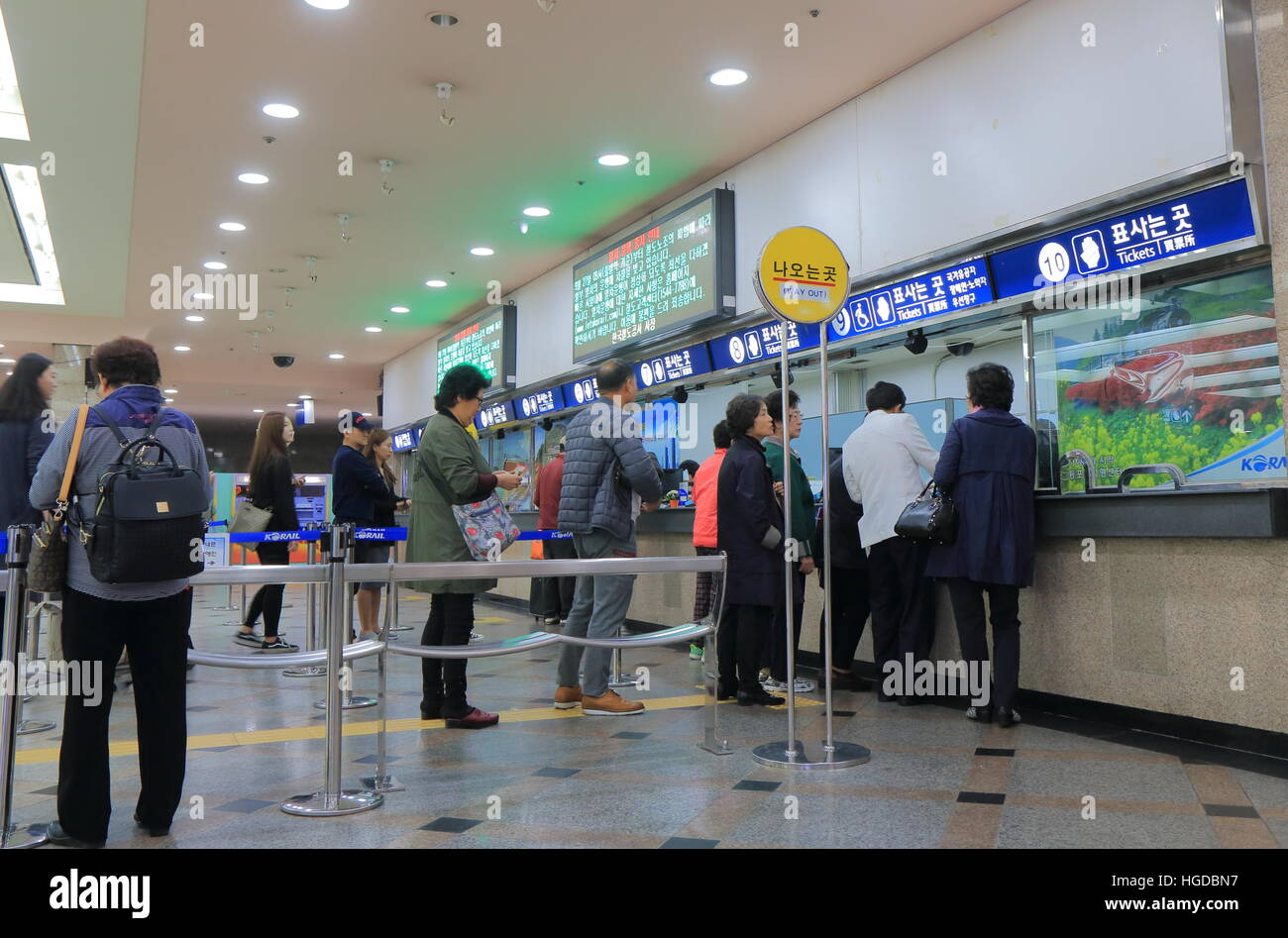 People buy train ticket at KTX ticket office in Seoul South Korea Stock ...