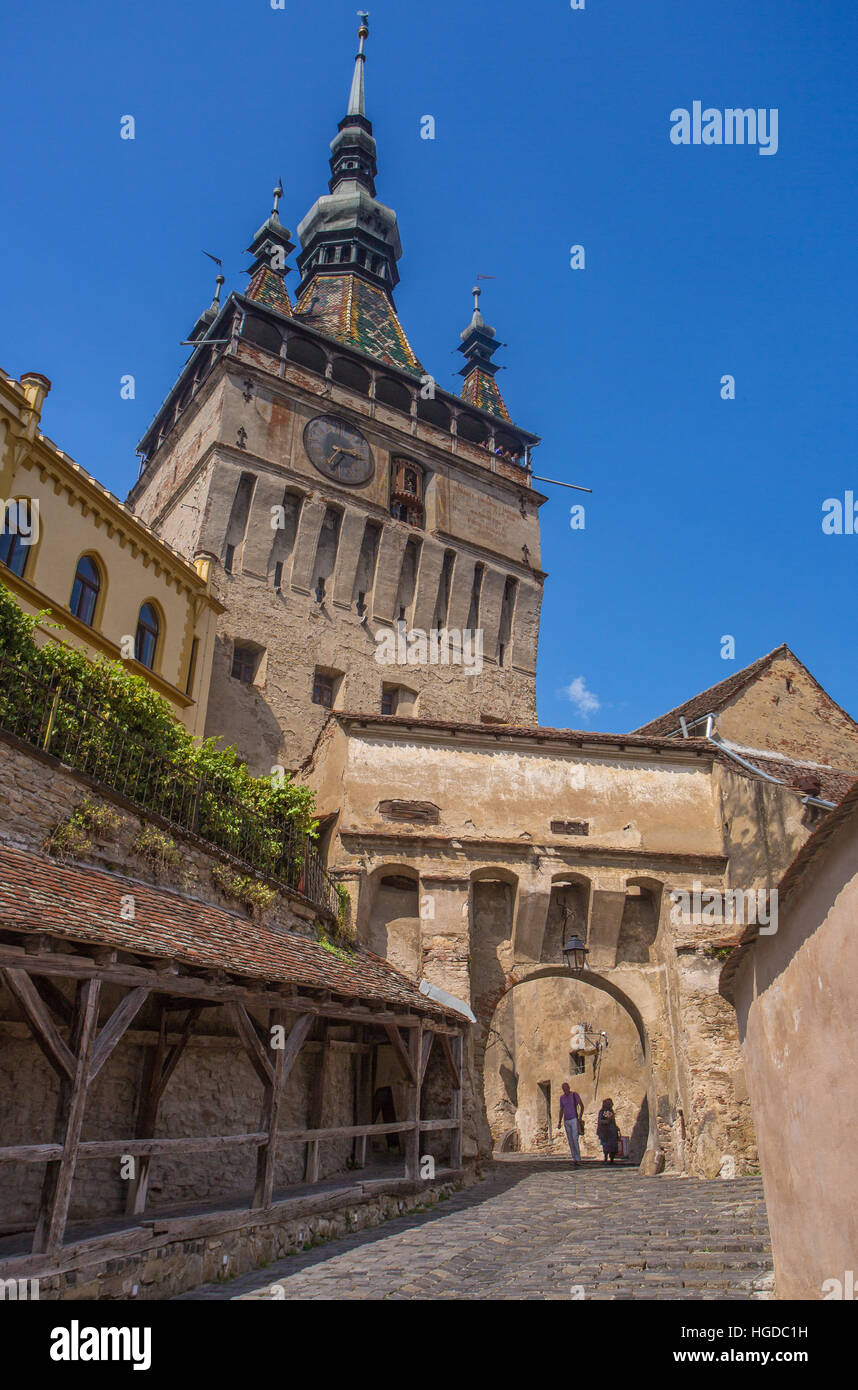 Romania, Mures County, Sighisoara City, The Citadel, Clock Tower Stock ...